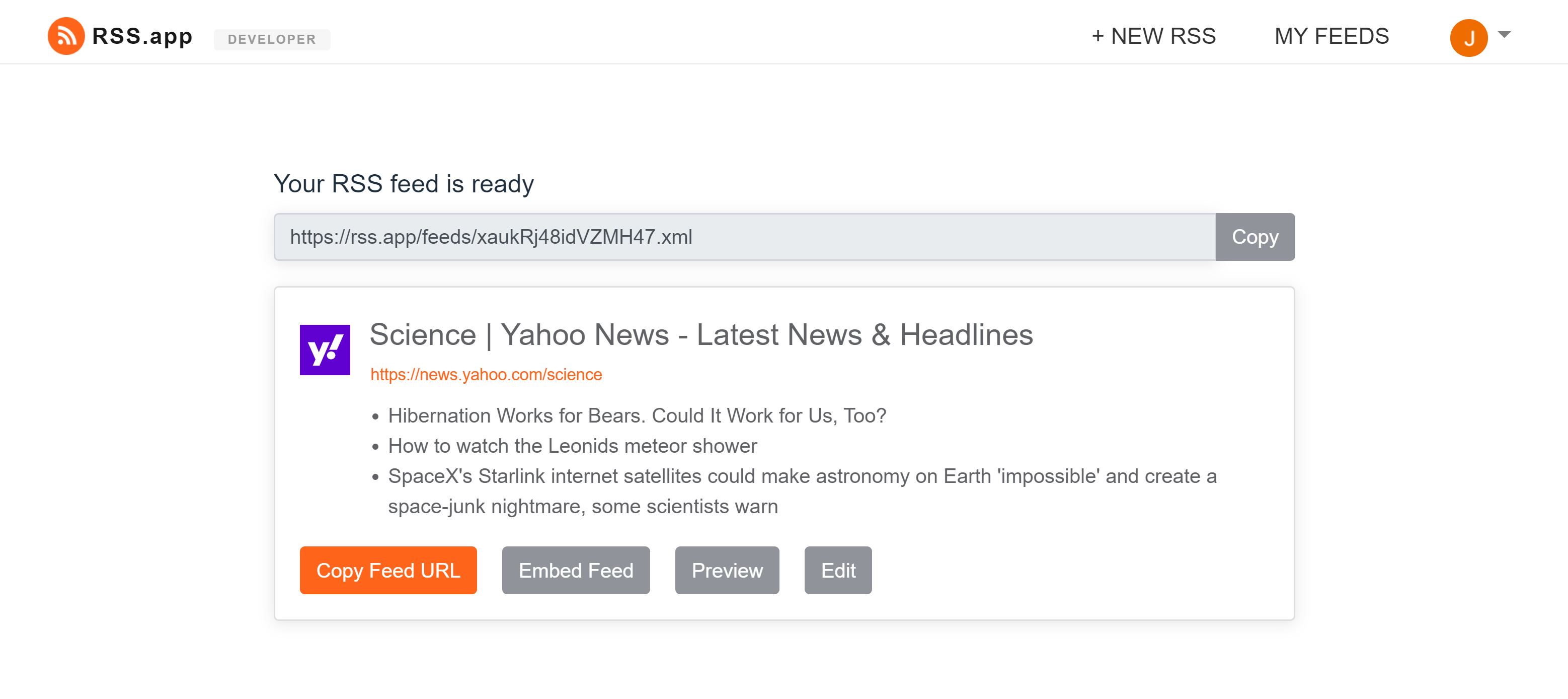 YahooのニュースRSSの供給を作成する方法
